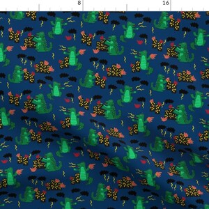 Monster Fabric Navy Blue Monster Scary Movie Fire Destruction Kids by ...
