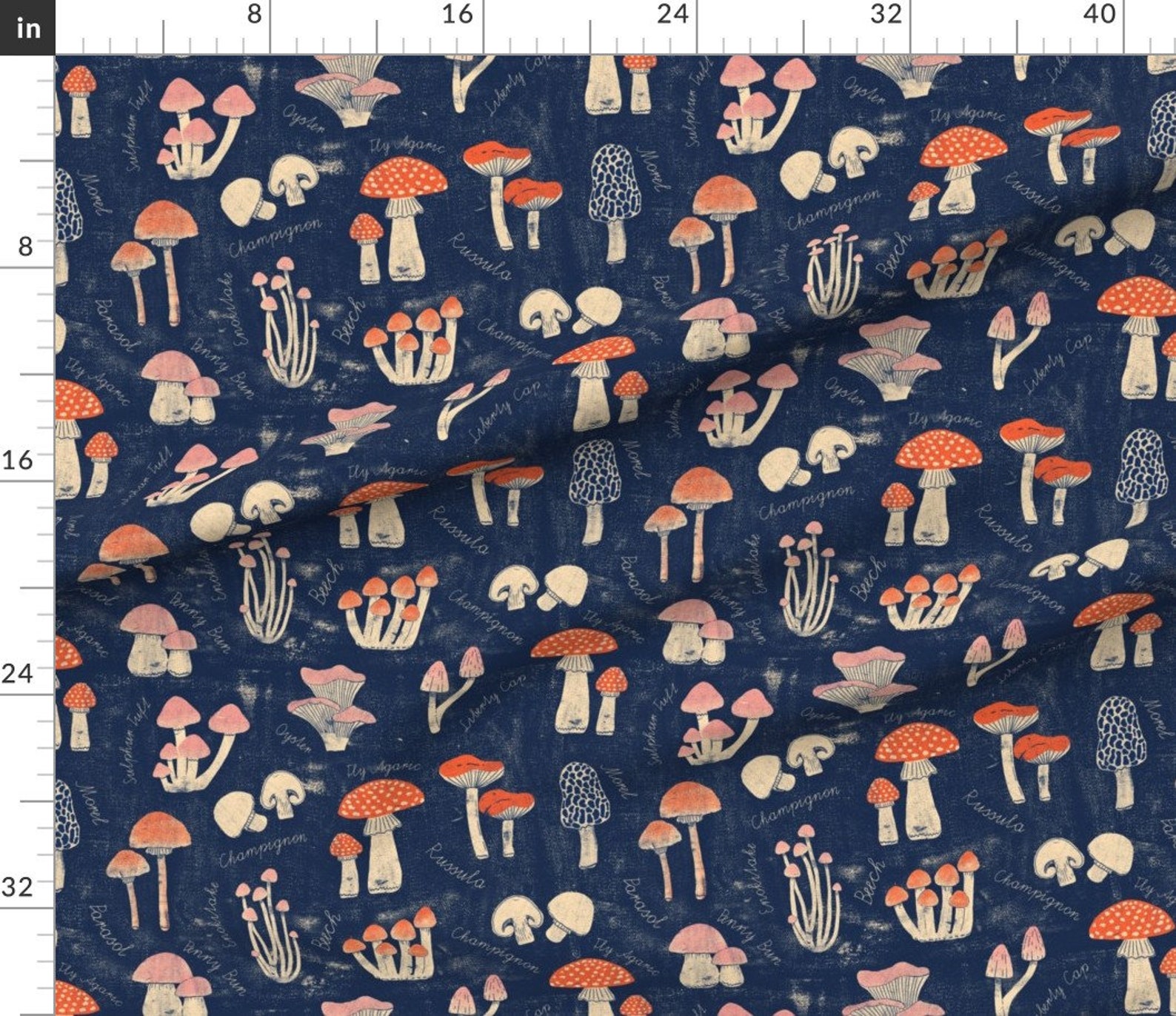 Mushroom Fabric Botanical Mushroom Collection By Whimsical | Etsy