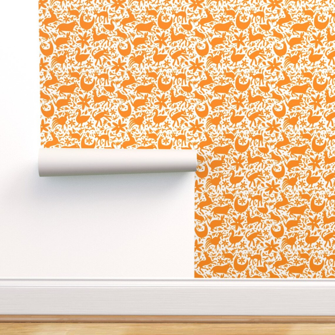 Deer Wallpaper Mexico Springtime Orange White Large Scale by | Etsy