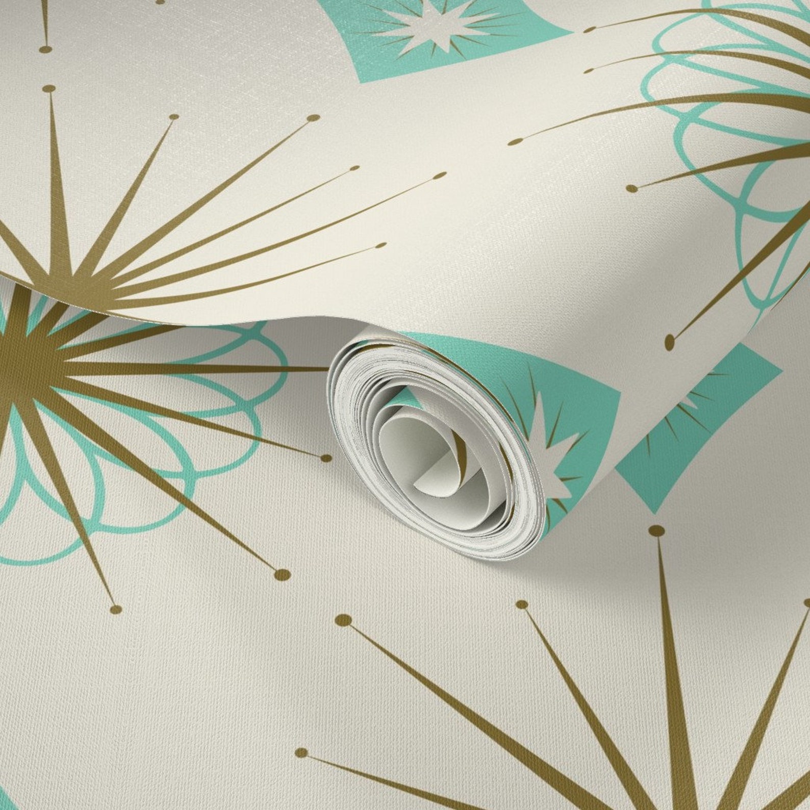 Atomic Wallpaper Starburst Aquarelle by Curiouslondon Mid - Etsy