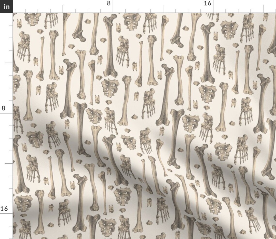 Bones Fabric Bones by Deborahballingerillustrations Bones | Etsy