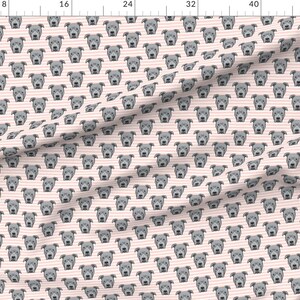 Pitbull Fabric - Grey Pit Bull on Stripes Pink by Littlearrowdesign ...