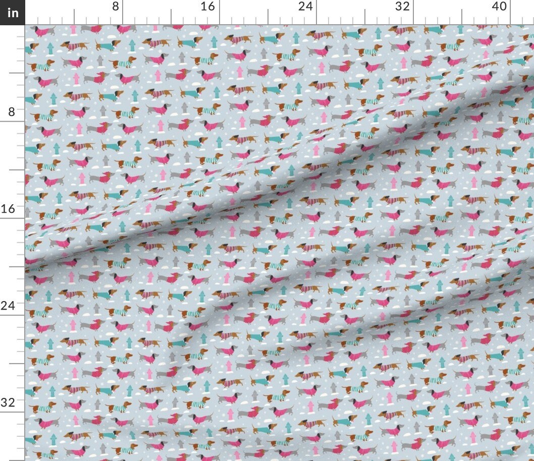 Dachshund Fabric Dachshund Pattern by Chulabird Cute Dogs | Etsy