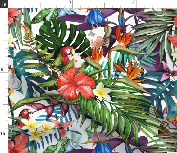 Maximalist Tropical Island Fabric Mysterious Tropical by | Etsy