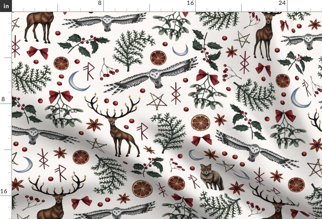 Winter Forest Fabric - Winter Solstice by Studiovalko - Mistletoe ...