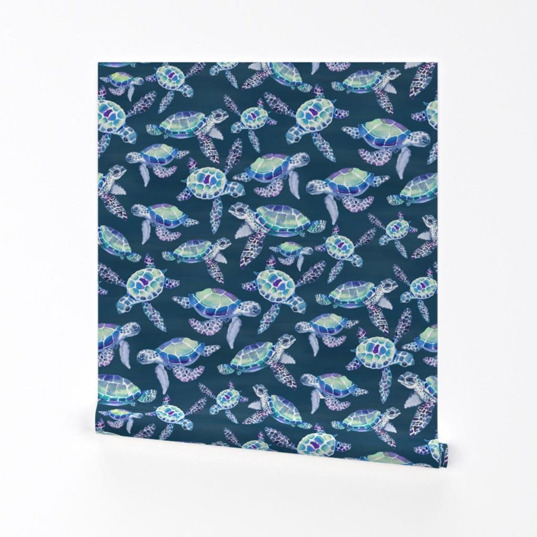 Baby Sea Turtle Removable Peel and Stick Wallpaper - Coastal Nautical ...