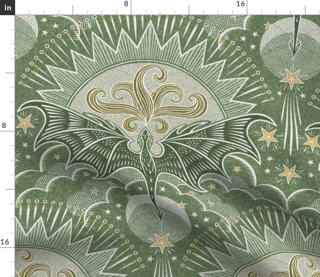 Magical Fantasy Fabric Flying Dragon by Patricia_lima Celestial Dragon ...