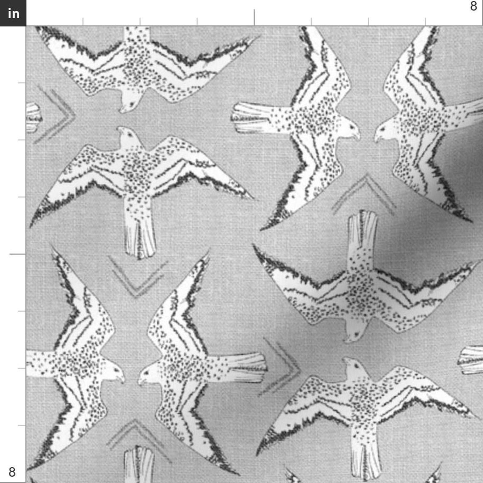 Falcon Fabric - Gyrfalcon by Nouveau Bohemian - Falcon Birds Gray Linen ...