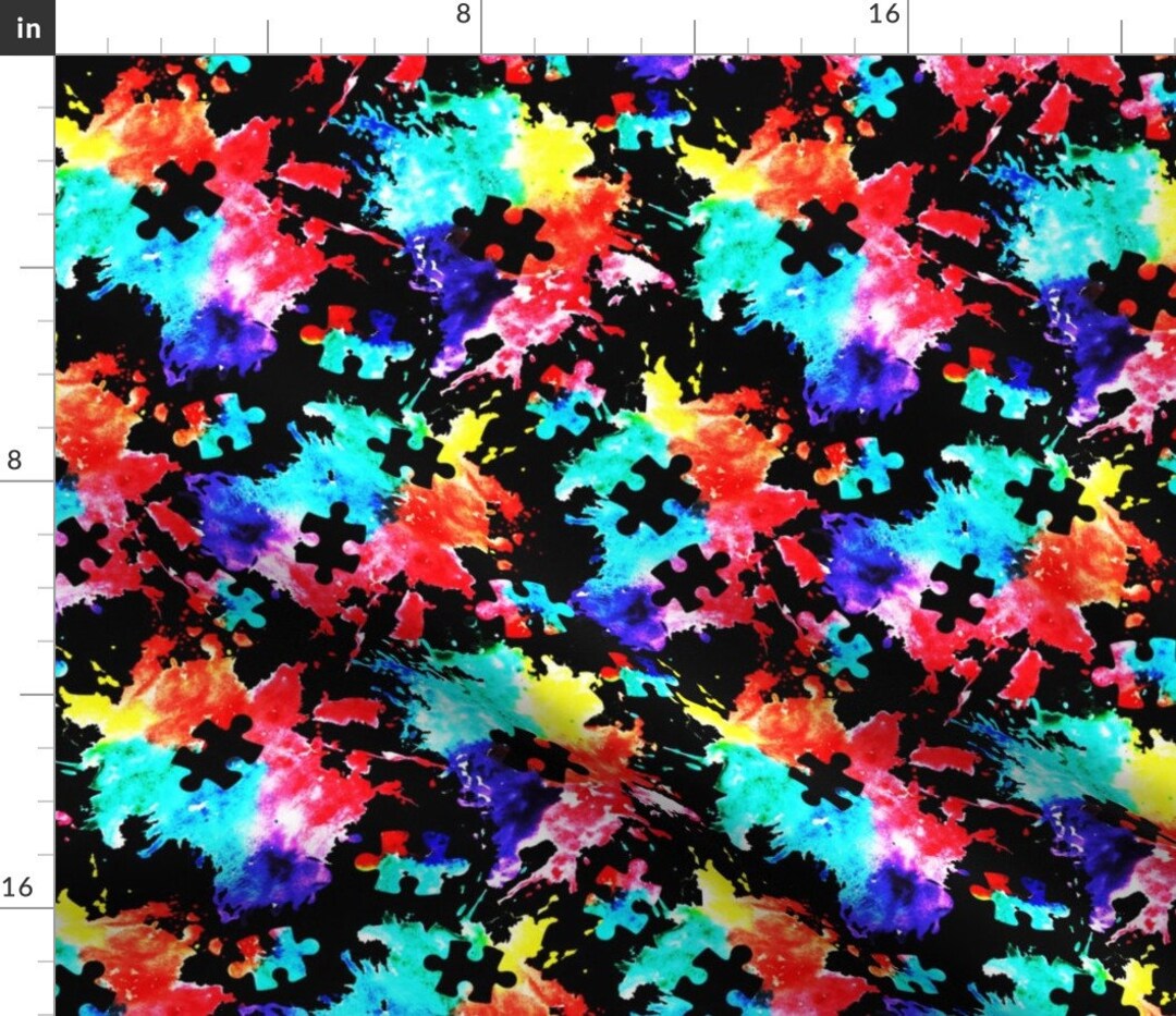 Puzzle Fabric Rainbow Watercolor Splatter W/ Puzzle Piece - Etsy Canada
