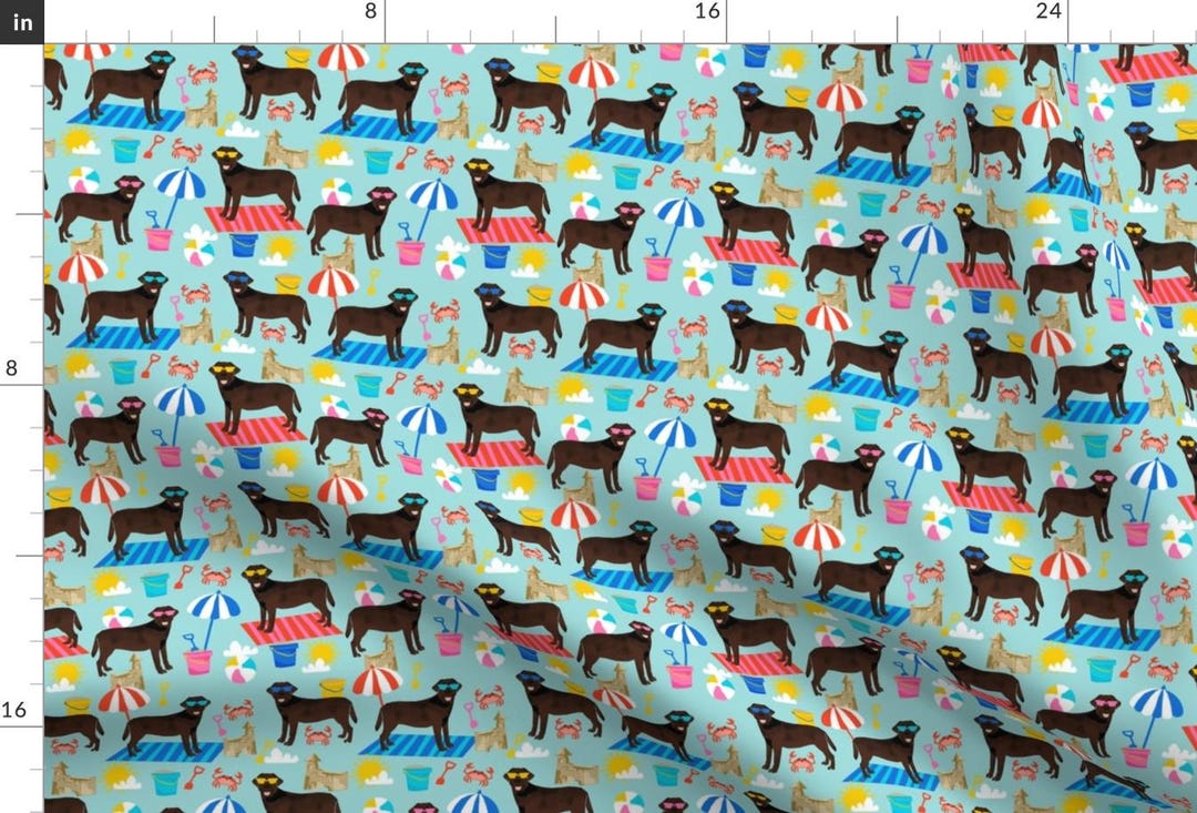Chocolate Labrador Fabric Lab Sandcastles Summer Labrador Retriever ...