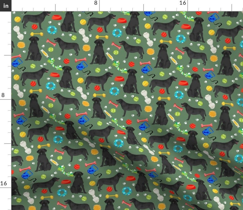 Labrador Fabric Black Lab Dog Fabric Cute Labrador and Toys - Etsy