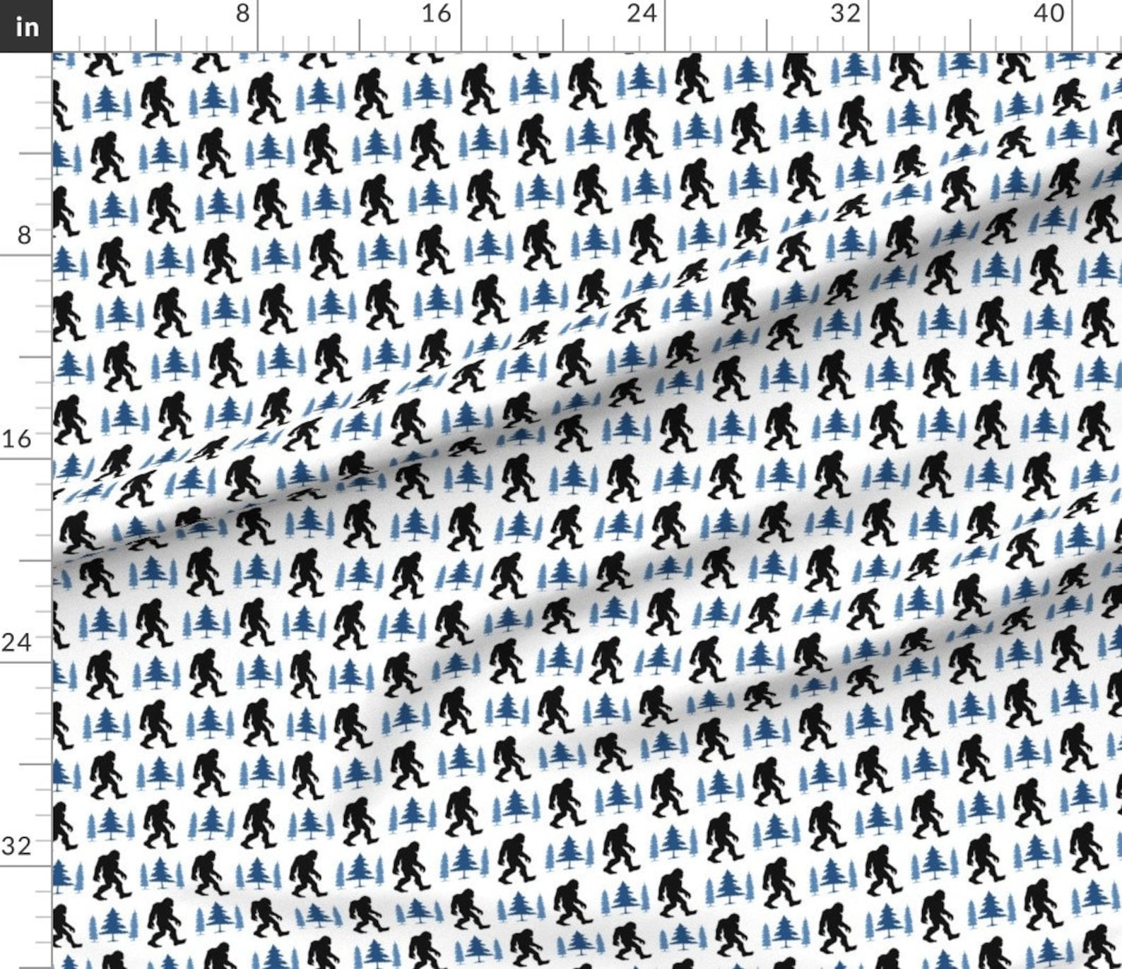 Bigfoot Fabric Sasquatch Blue Trees by Mariafaithgarcia - Etsy