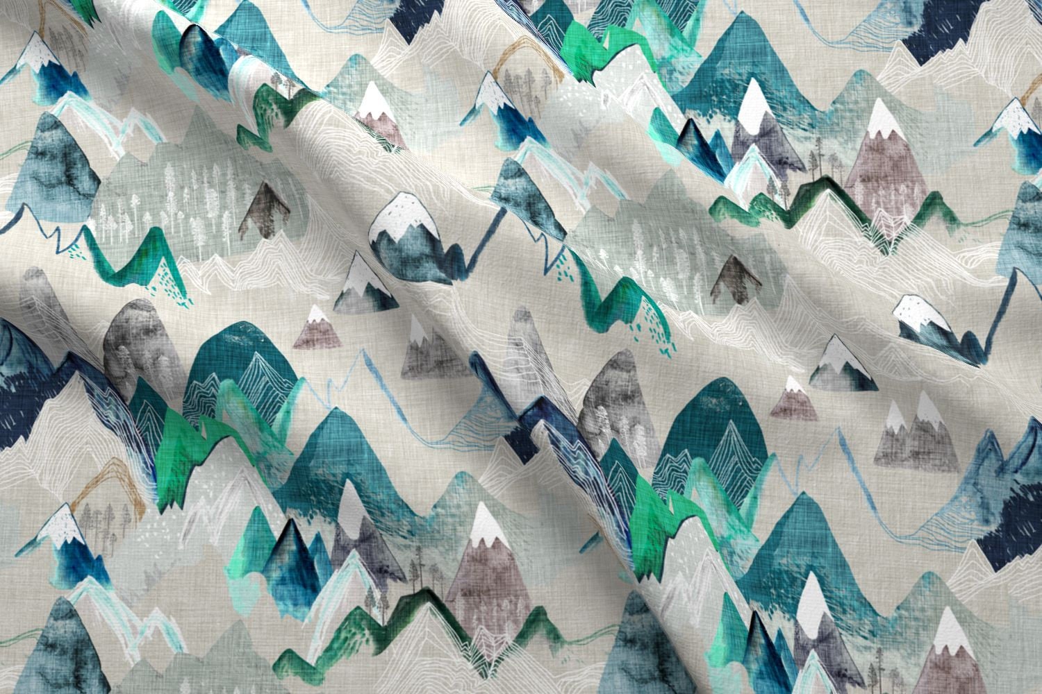 Mountain Fabric Call Of The Mountains By Nouveau Bohemian | Etsy