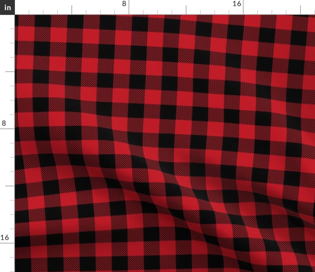 Buffalo Check Plaid Fabric Buffalo Plaid Black & Red Outdoors Checks by ...