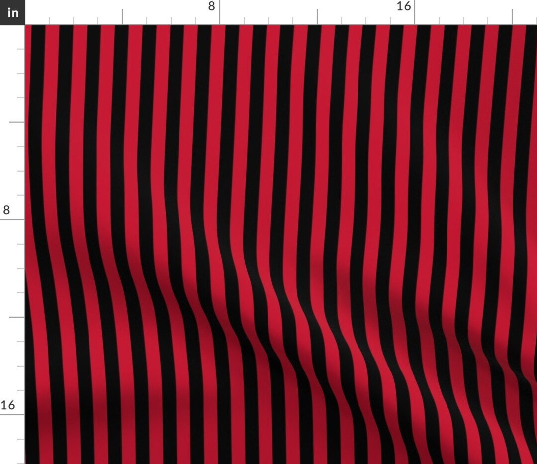 Stripes Fabric Black and Red 1/2 Inch Stripe by Littlemisscrow Black ...