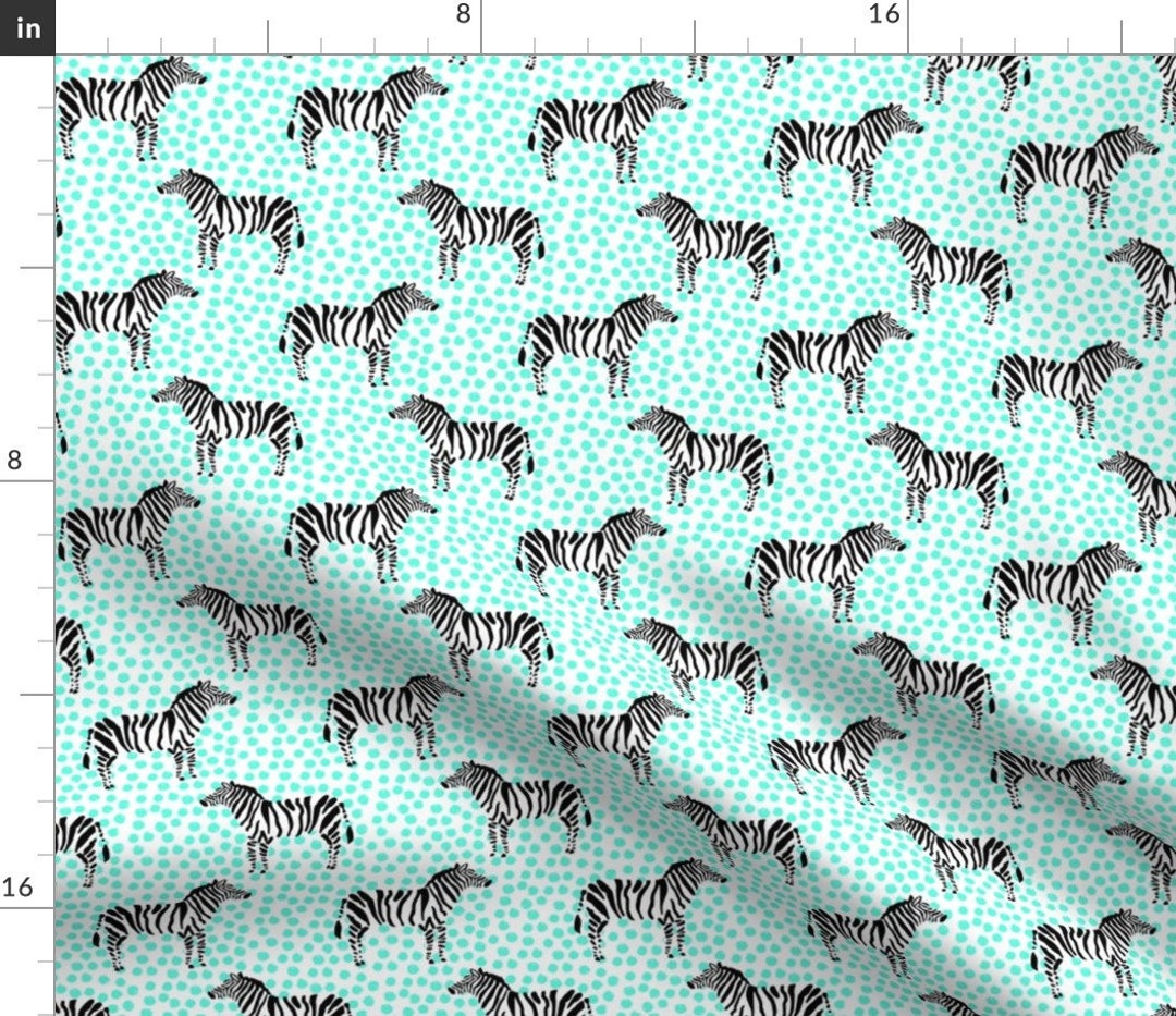 Zebra Fabric 4 Zebra With Teal Polka Dots By Shopcabin Zebra Cotton ...