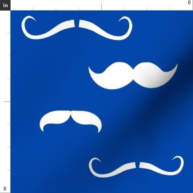Blue Mustache Fabric Royal Blue Mustaches by Modfox Baby - Etsy