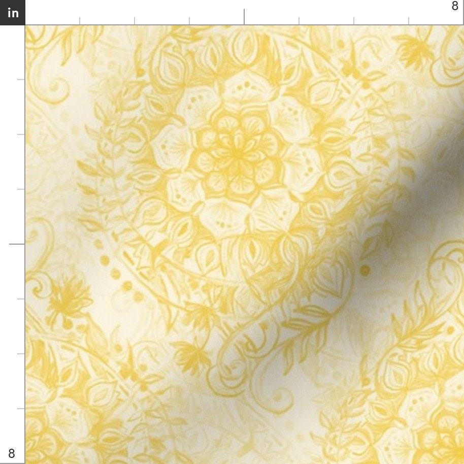 Mustard Fabric Messy Boho Floral in Mustard Yellow by - Etsy
