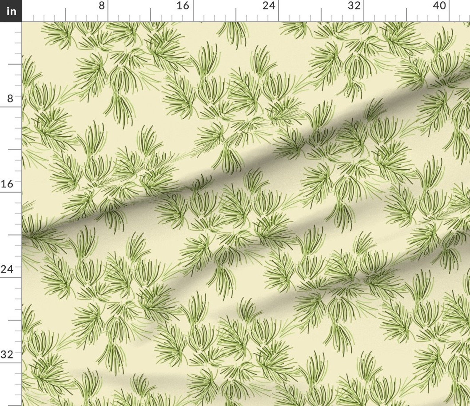Forest Fabric Cream Pine Tree Needle Pinecone Green - Etsy