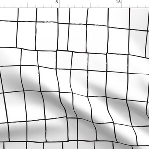 Black and White Minimalist Grid Fabric Grid by Weegallery Black and ...