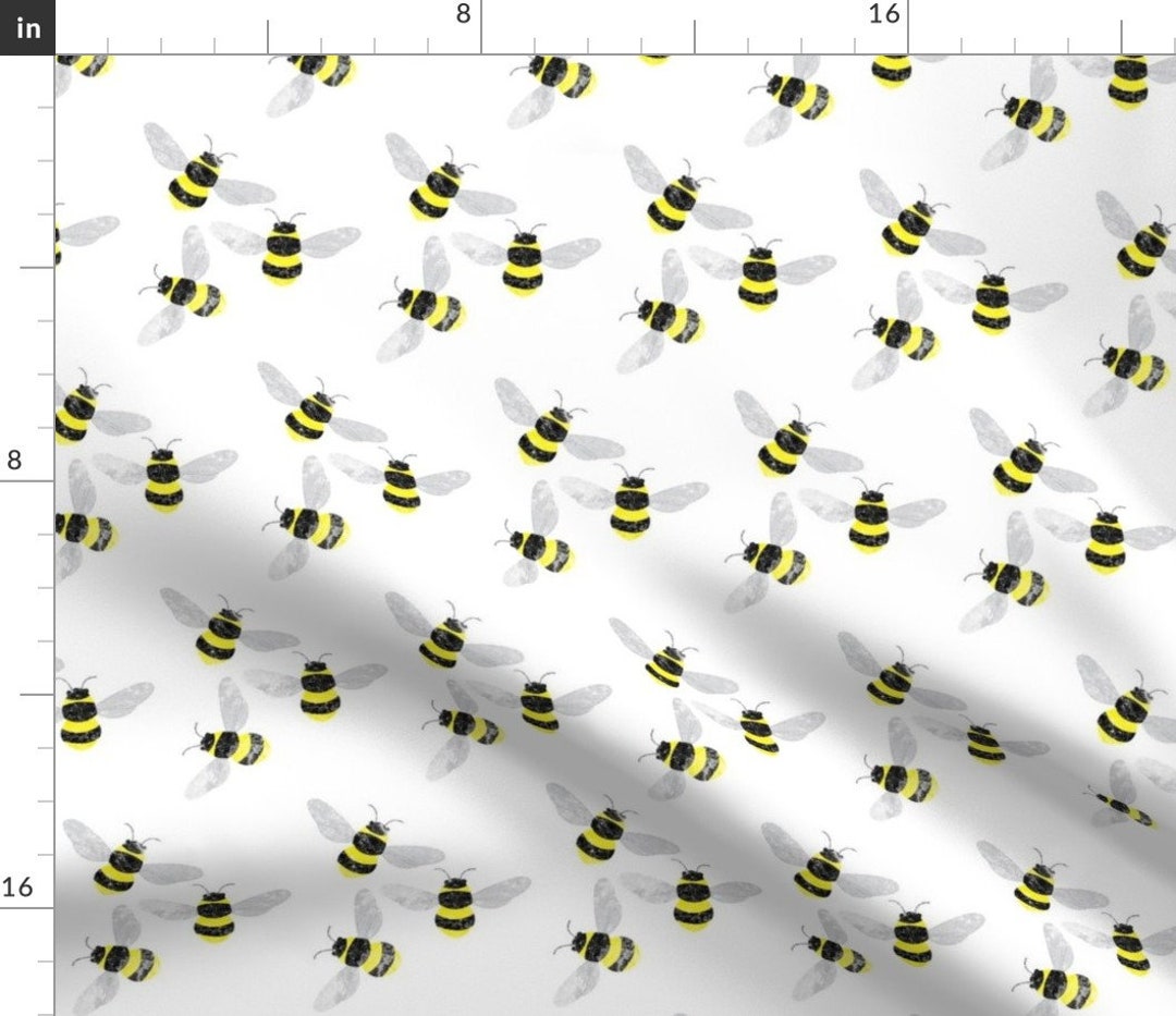 Spring Honey Bees Fabric Fuzzy Bumblebees by Owlandchickadee - Etsy