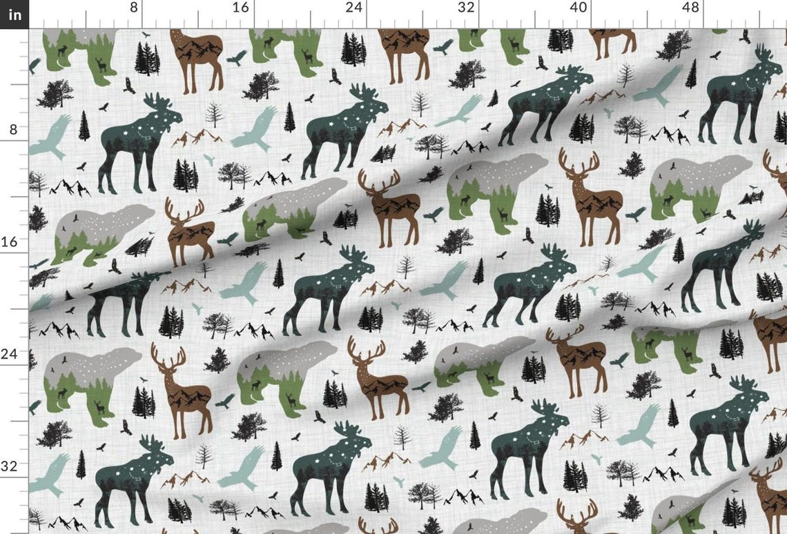 Woodland Forest Creatures Fabric - Forest Animals by Karolina Papiez ...