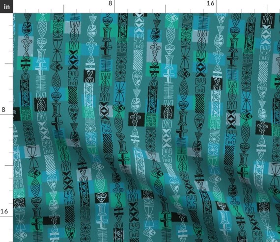 Blue Green Hawaiian Fabric Tiki Beads 1g by Muhlenkott | Etsy