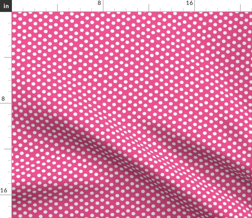 Pink Polka Dots Fabric Pretty Polka Dots In Hot Pink By | Etsy