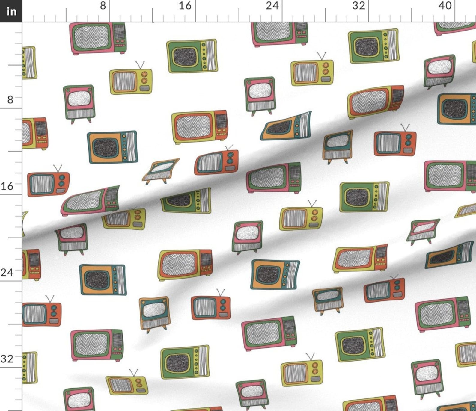 Retro Television Sets Fabric Television by Kellytucker Vintage Retro TV ...