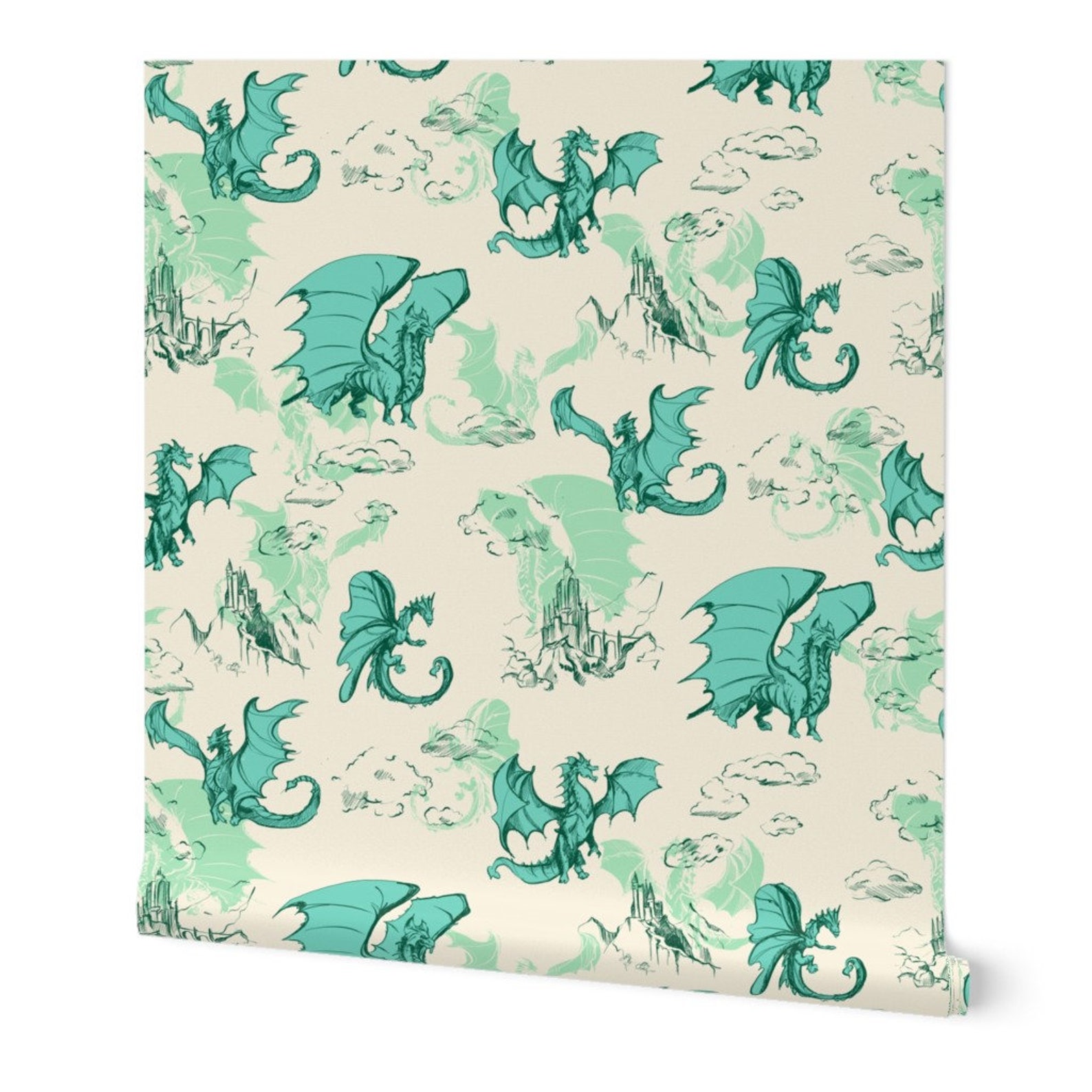 Dragon Wallpaper Dragon Jade by Pattern State Mystical - Etsy