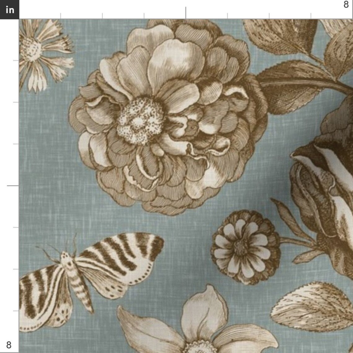 Botanical Fabric Windsor Botanical In Blue Green By - Etsy France