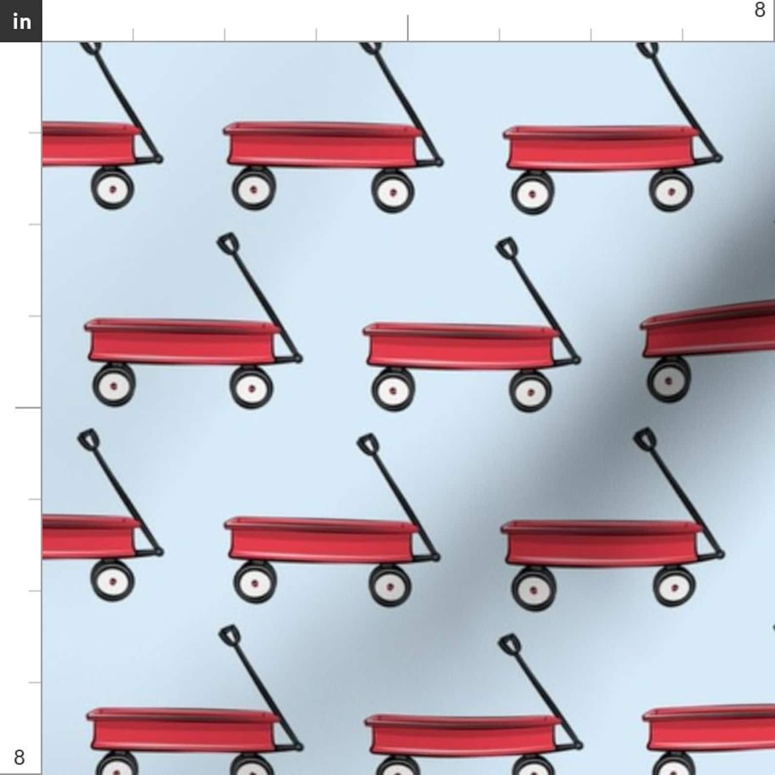 Red Wagon on Blue Fabric - Red Wagon on Baby Blue C18bs by ...