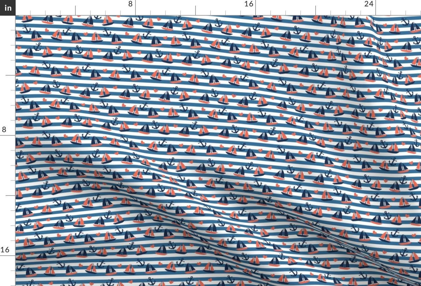 Mini Nautical Fabric - Nautical Boat by Laura May Designs - Yacht Small ...
