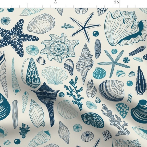 Seashells by the Seashore Fabric - Etsy