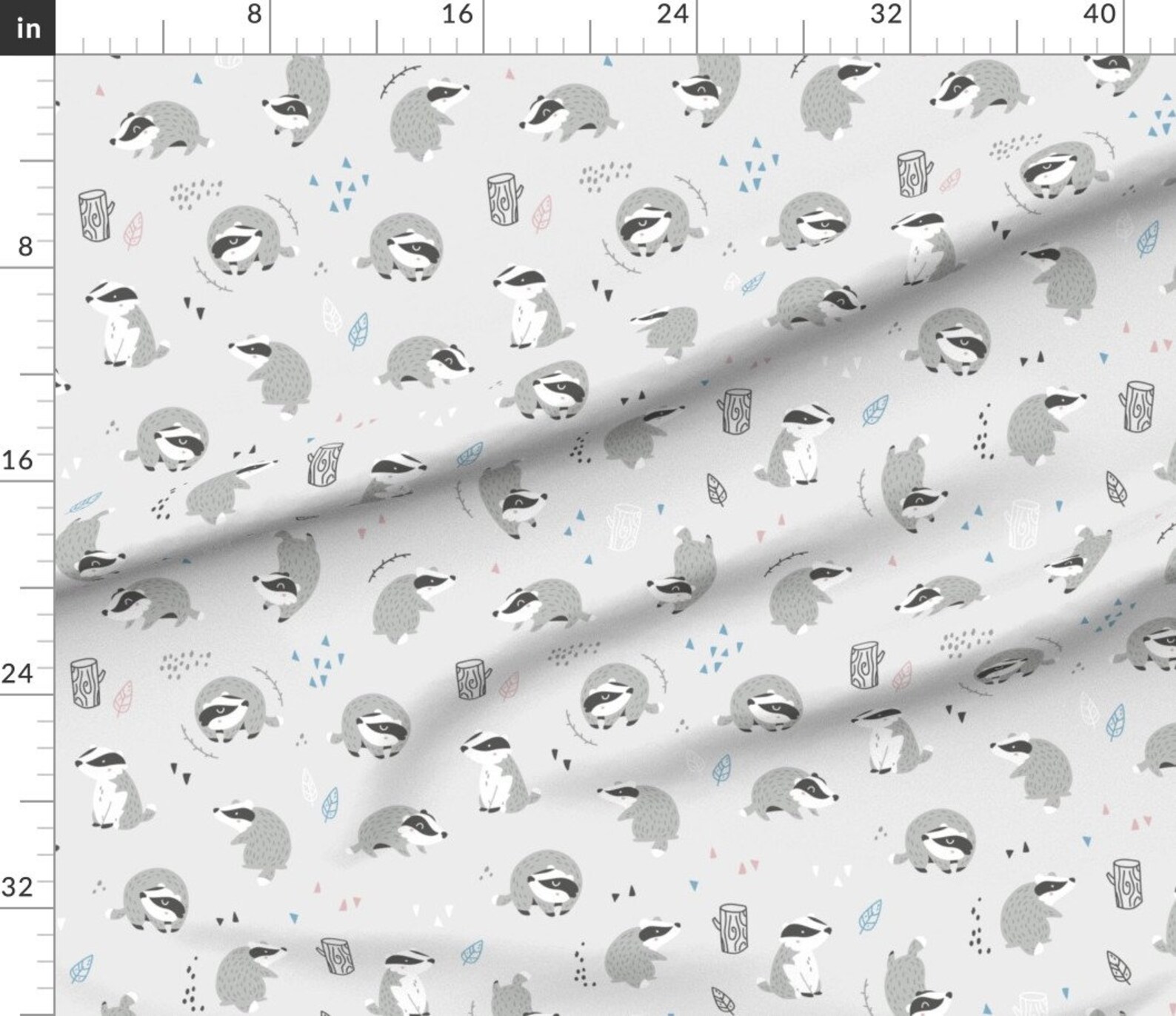 Badger Fabric Woodland Badgers Scandinavian Style Light - Etsy