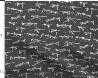 Gun Fabric Guns White on Black by Weebeastiecreations Gun | Etsy