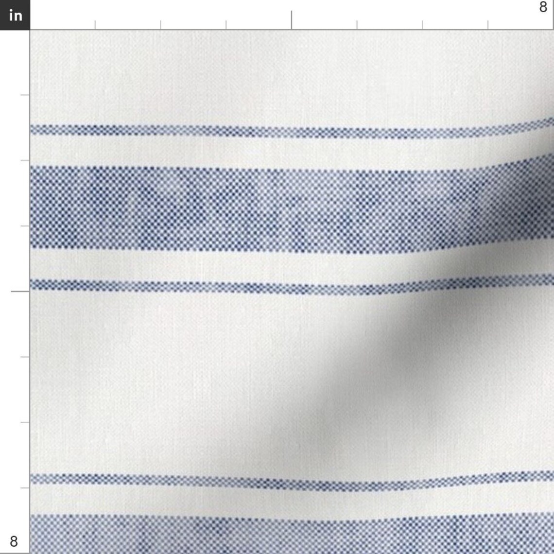 Blue Stripes Linen Fabric Aegean Bold Ticking Stripe Rotated - Etsy
