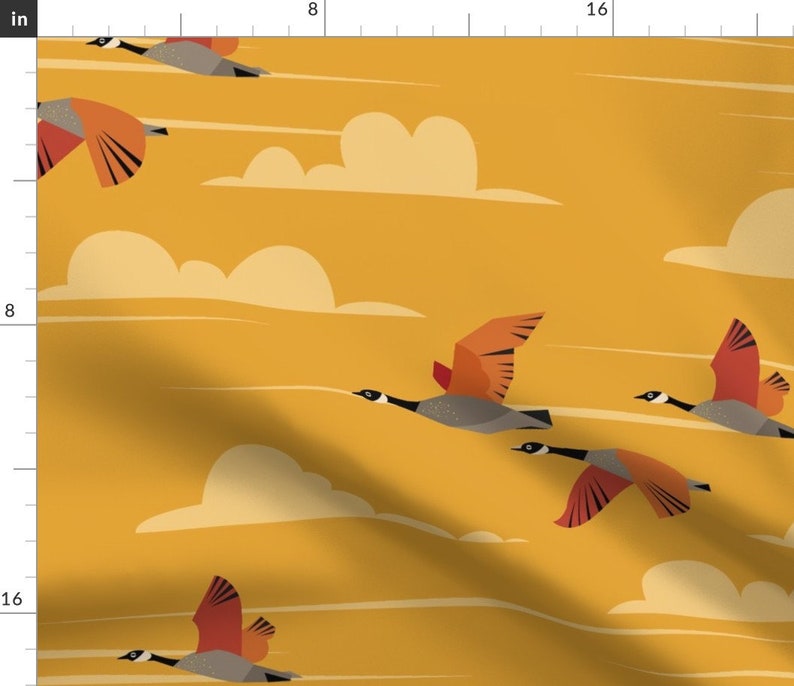 Goose Fabric Gaggle of Geese by Kimatolmandesignstudios - Etsy