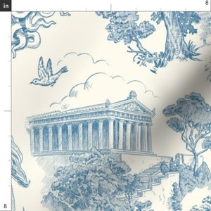 Ancient Greece Fabric Greek Mythology Toile Blue by Vinpauld Mythical ...