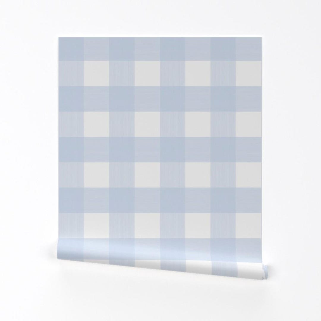 Baby Blue Check Removable Peel and Stick Wallpaper - Gingham Pastel ...