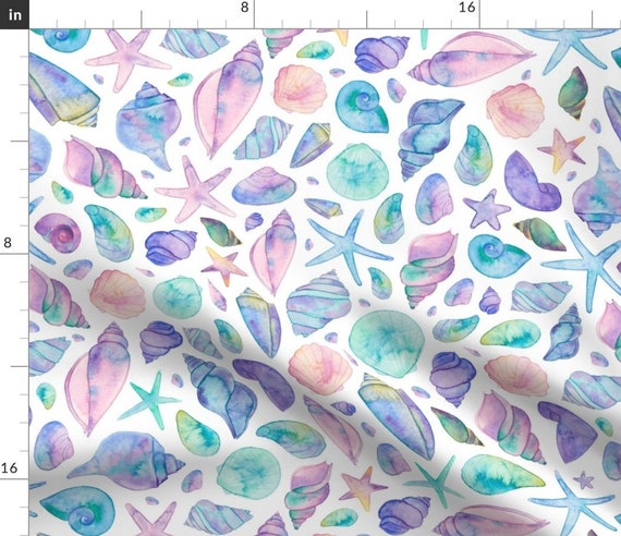 Seashell Fabric Colourful Seashells by Elena O'neill - Etsy