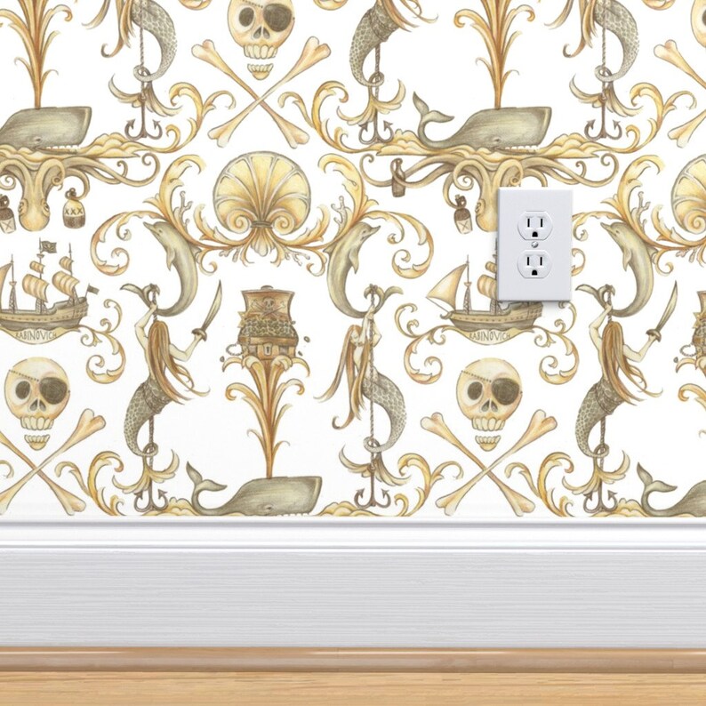 Nautical Wallpaper Custom Rococo Vintage By Ceanirminger | Etsy