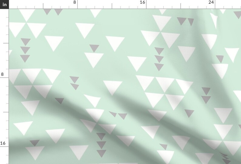 Triangle Fabric Mint Gray Triangle Fall Custom Fabric By | Etsy