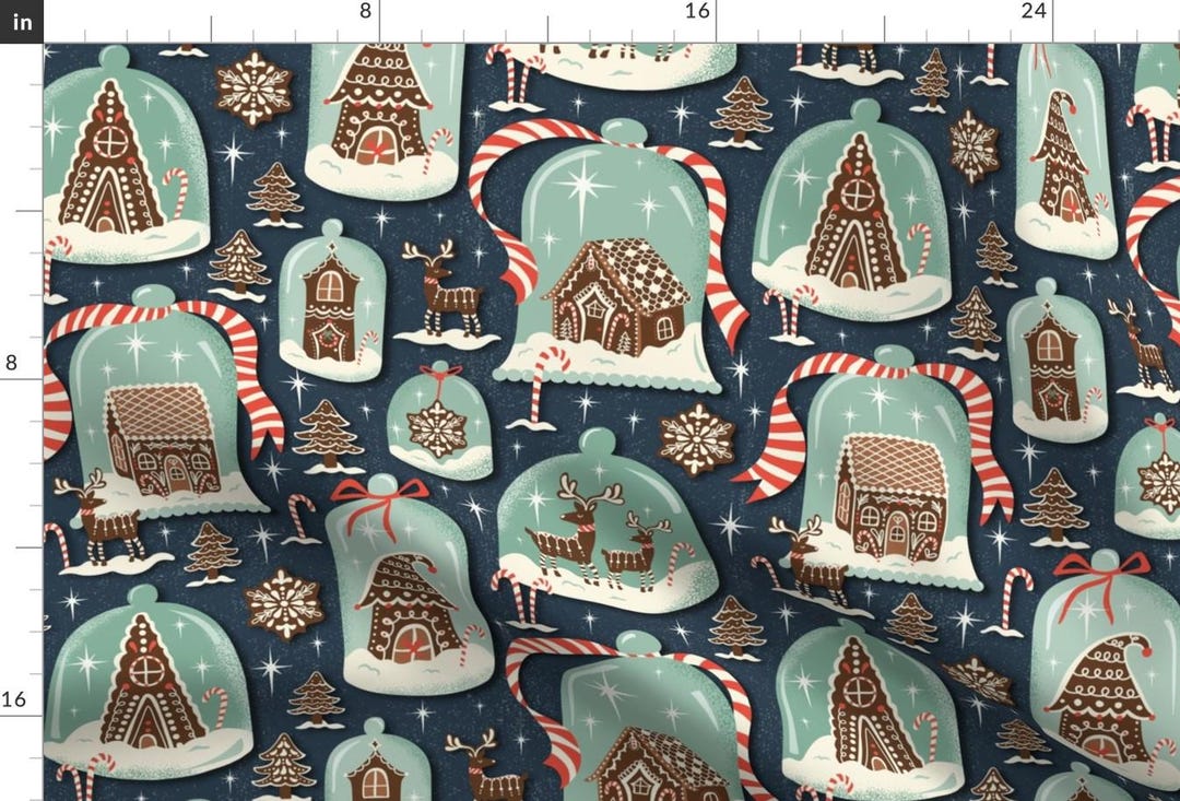 Gingerbread House Fabric - Gingerbread Village Winter by Heatherdutton ...