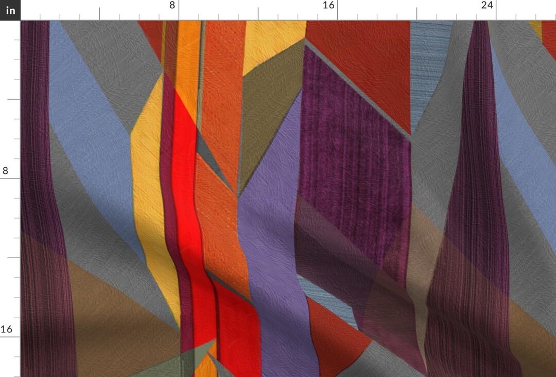 Angular Abstract Purple Fabric - Horizons Purple Red Rust Gold by Wren ...