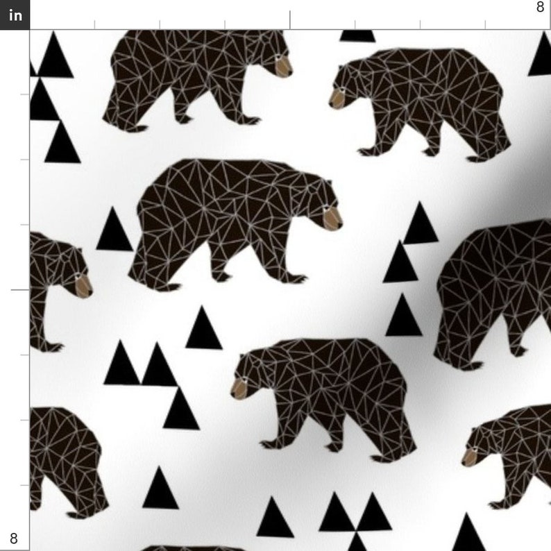 Geometric Bear Fabric Geometric Bears With Triangles by - Etsy