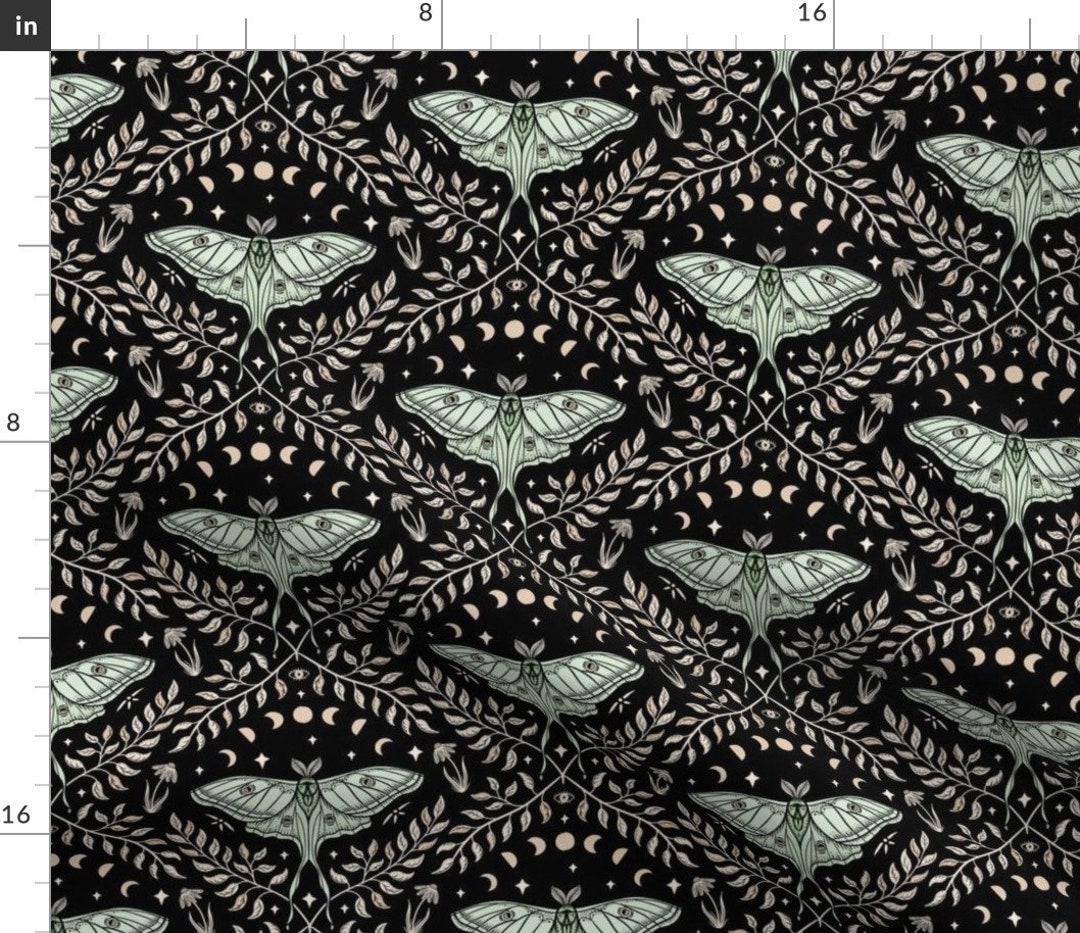 Moth Fabric Luna Moths Damask by Misentangledvision Luna Moth Damask ...