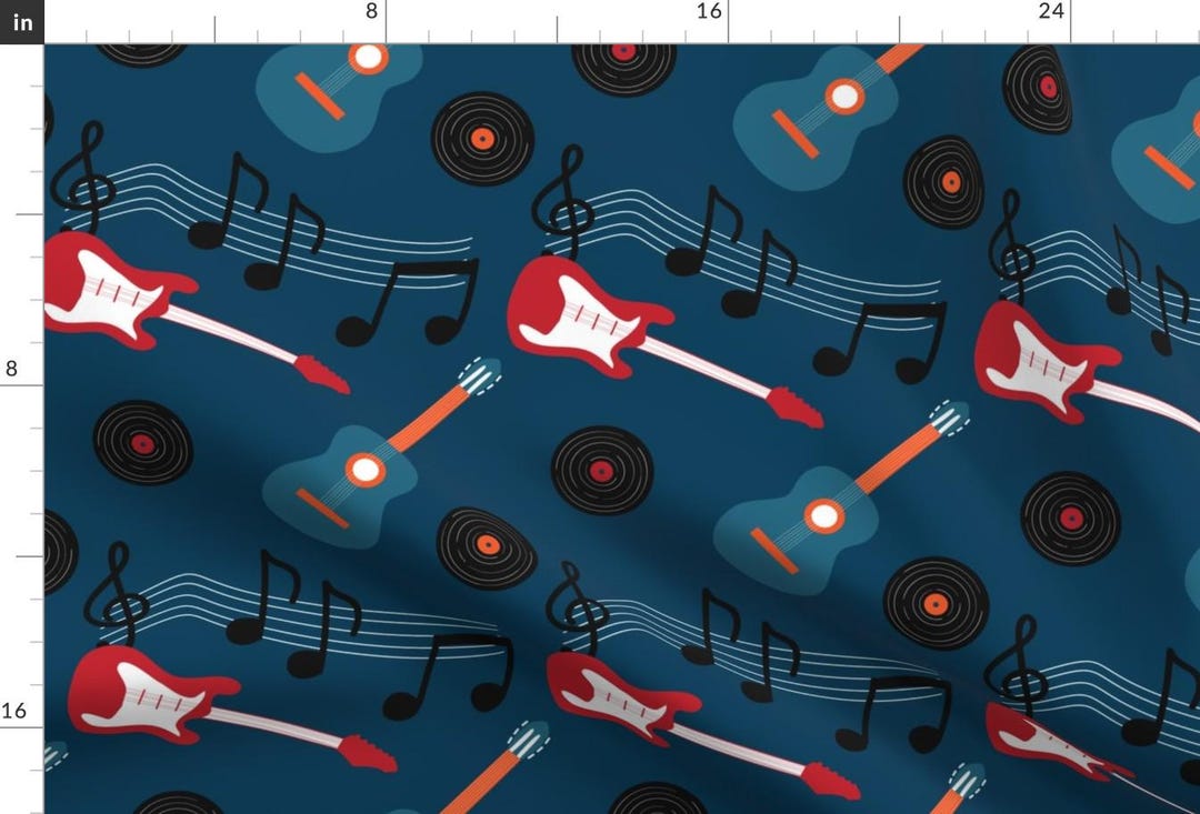 Rockabilly Blur Electric Guitar Music Fabric - Guitar Rock by Whyitsme ...
