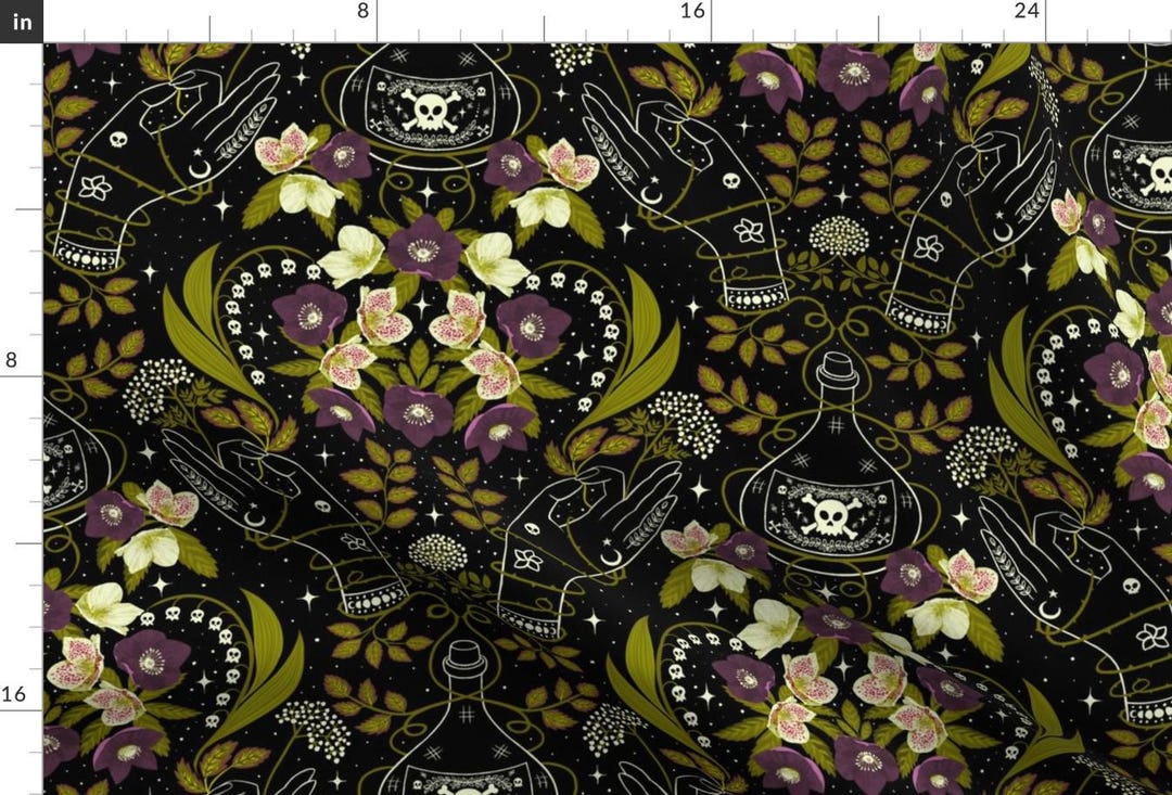 Gothic Fabric - Floral Poison Damask by Me_coco_design - Celestial ...