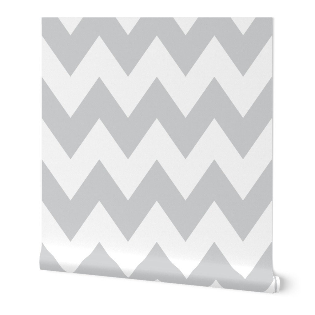 Chevron Wallpaper Chevron Xl Light Grey by Misstiina | Etsy